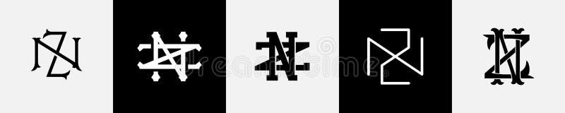 Letters Nz Monogram Logo Design Bundle Stock Illustrations – 1 Letters ...