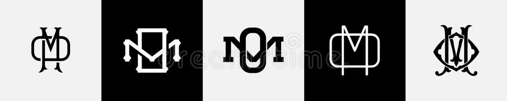 Initial Letters OM Monogram Logo Design Bundle Stock Vector ...