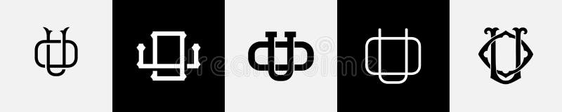 Initial Letters OU Monogram Logo Design Bundle Stock Vector ...
