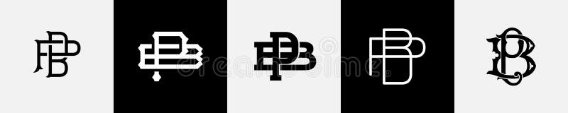 Initial Letters PB Monogram Logo Design Bundle Stock Vector ...