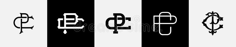 Initial Letters PC Monogram Logo Design Bundle Stock Vector ...