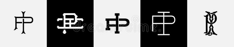 Initial Letters PI Monogram Logo Design Bundle Stock Vector ...