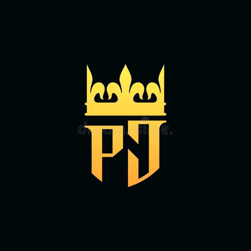 Initial Letters PJ Logo Monogram Emblem Style with Crown Stock Vector ...