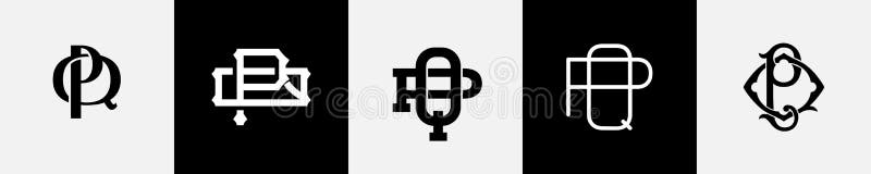 Initial Letters PQ Monogram Logo Design Bundle Stock Vector ...