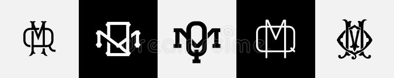 Initial Letters QM Monogram Logo Design Bundle Stock Vector ...