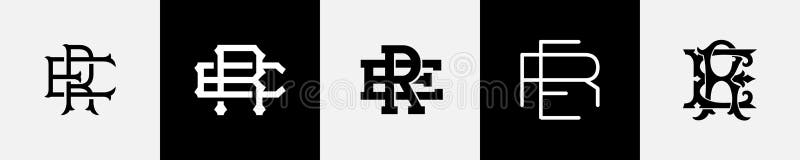 Initial Letters RE Monogram Logo Design Bundle Stock Vector ...