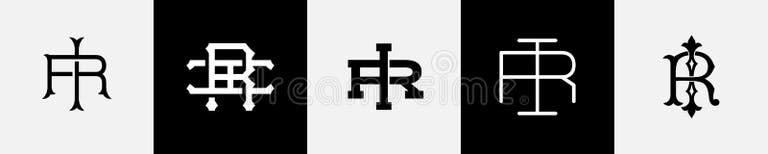 Initial Letters RI Monogram Logo Design Bundle Stock Vector ...