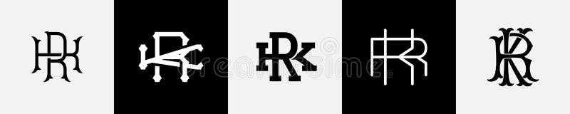 Initial Letters RK Monogram Logo Design Bundle Stock Vector ...