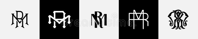 Initial Letters RM Monogram Logo Design Bundle Stock Vector ...