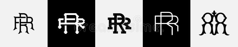 Initial Letters RR Monogram Logo Design Bundle Stock Vector ...