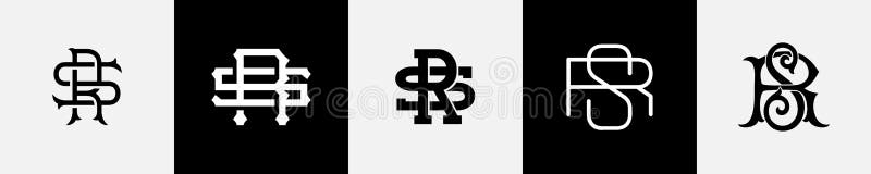Initial Letters RS Monogram Logo Design Bundle Stock Vector ...