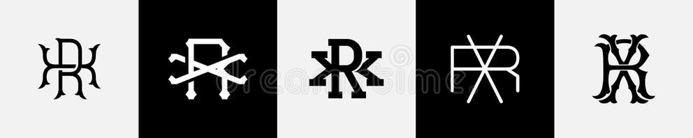 Initial Letters RX Monogram Logo Design Bundle Stock Vector ...