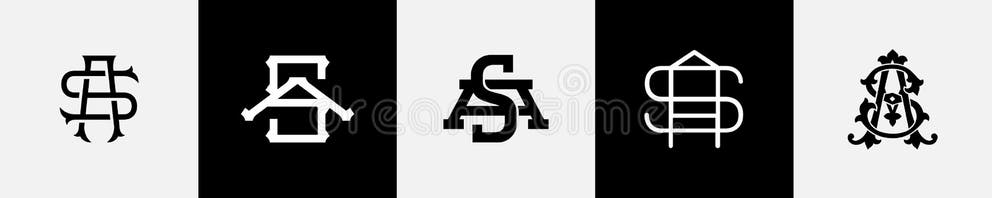 Initial Letters SA Monogram Logo Design Bundle Stock Vector ...