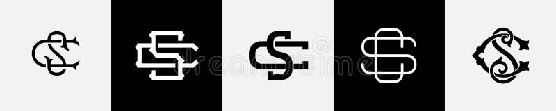 Initial Letters SC Monogram Logo Design Bundle Stock Vector ...