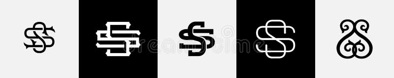 Initial Letters SS Monogram Logo Design Bundle Stock Vector ...
