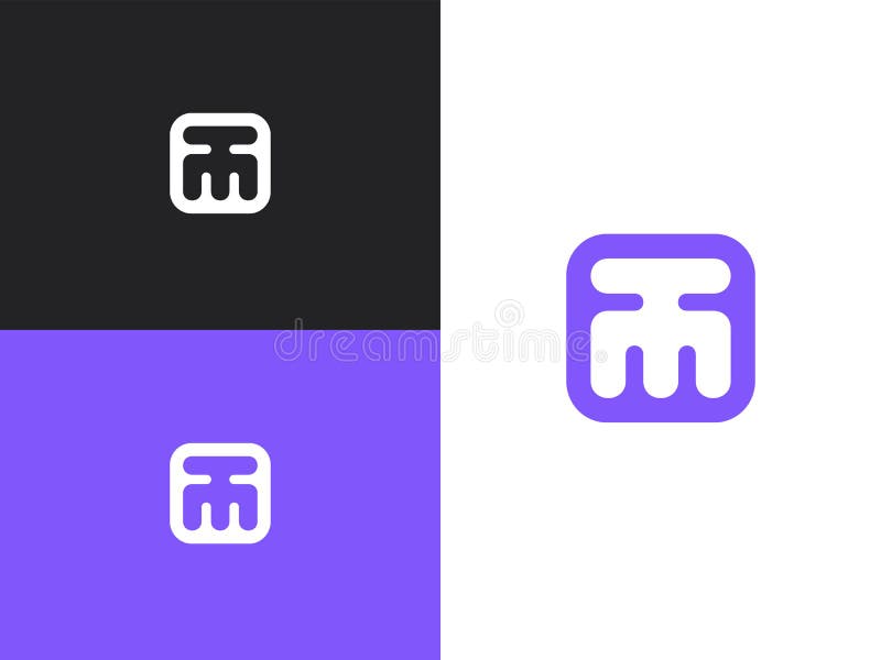 Initial Letters T and M in Square Rounded Shape Stock Illustration ...