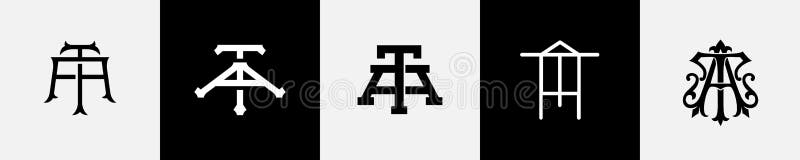 Initial Letters TA Monogram Logo Design Bundle Stock Vector ...