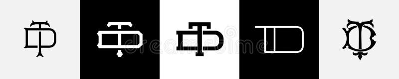 Initial Letters TD Monogram Logo Design Bundle Stock Vector ...