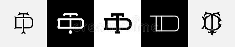 Initial Letters TD Monogram Logo Design Bundle Stock Vector ...