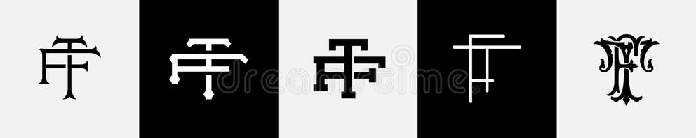 Initial Letters TF Monogram Logo Design Bundle Stock Vector - Illustration of logo, vintage ...
