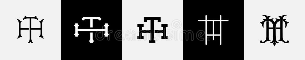 Initial Letters TH Monogram Logo Design Bundle Stock Vector ...