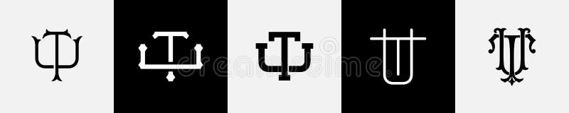 Initial Letters TU Monogram Logo Design Bundle Stock Vector ...