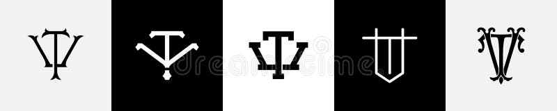 Initial Letters TV Monogram Logo Design Bundle Stock Vector ...