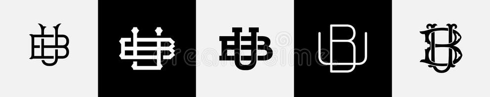 Initial Letters UB Monogram Logo Design Bundle Stock Vector ...