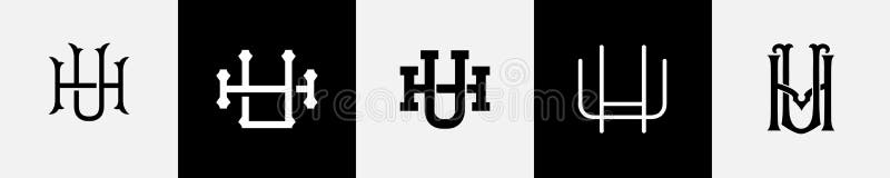 Initial Letters UH Monogram Logo Design Bundle Stock Vector ...