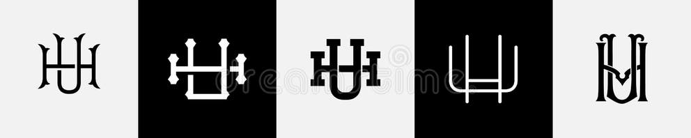 Initial Letters UH Monogram Logo Design Bundle Stock Vector ...
