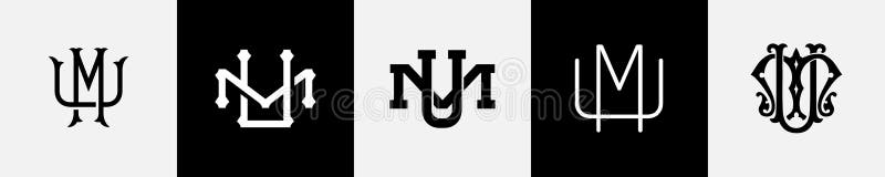 Initial Letters UM Monogram Logo Design Bundle Stock Vector ...