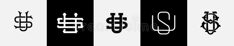 Initial Letters US Monogram Logo Design Bundle Stock Vector ...