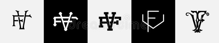 Initial Letters VF Monogram Logo Design Bundle Stock Vector ...