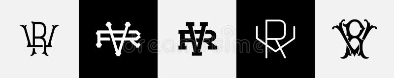 Initial Letters VR Monogram Logo Design Bundle Stock Vector ...