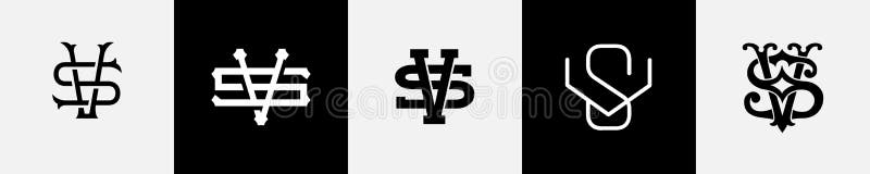 Initial Letters VS Monogram Logo Design Bundle Stock Vector ...