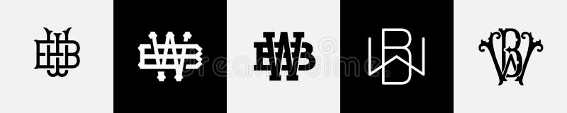 Initial Letters WB Monogram Logo Design Bundle Stock Vector ...