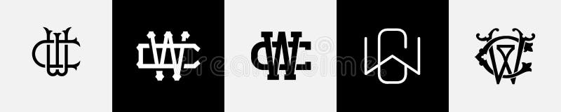 Initial Letters WC Monogram Logo Design Bundle Stock Vector ...