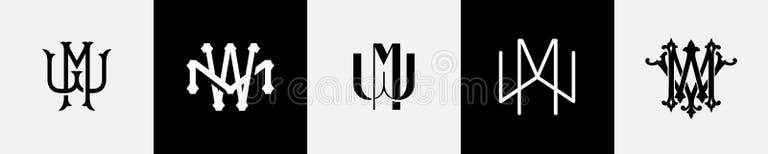 Initial Letters WM Monogram Logo Design Bundle Stock Vector ...