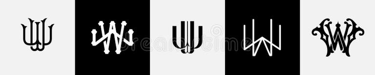 Initial Letters WW Monogram Logo Design Bundle Stock Vector ...