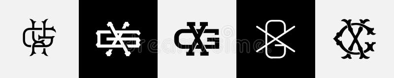 Initial Letters XG Monogram Logo Design Bundle Stock Vector ...