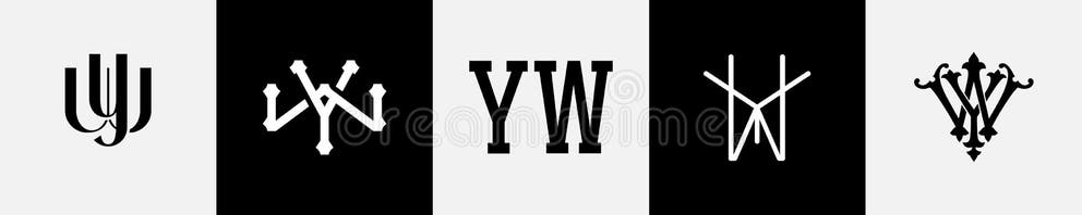 Initial Letters YW Monogram Logo Design Bundle Stock Vector ...