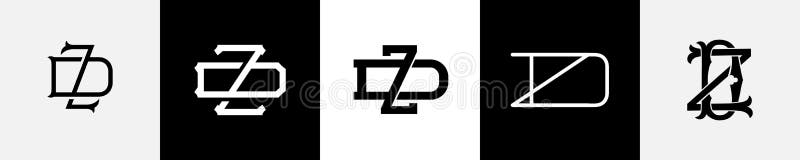 Initial Letters ZD Monogram Logo Design Bundle Stock Vector ...