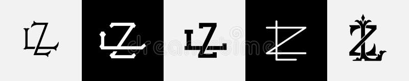 Initial Letters ZL Monogram Logo Design Bundle Stock Vector ...