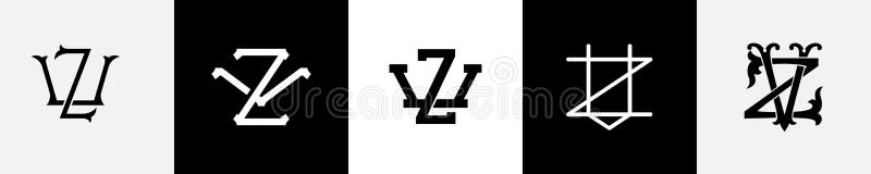 Initial Letters ZV Monogram Logo Design Bundle Stock Vector ...