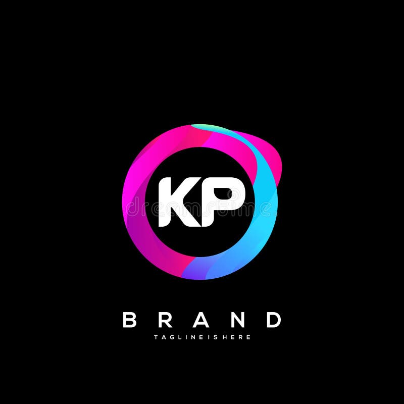 Initial Letter KP Logo with Colorful Circle Background, Letter ...