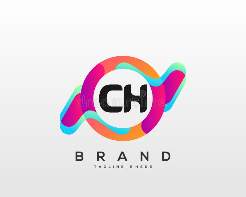 Initial Letter CH Logo with Colorful Circle Background, Letter ...