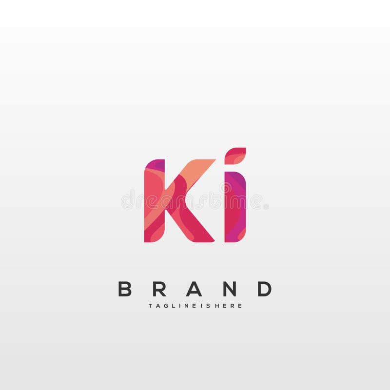 Initial Letter KI Logo with Colorful Circle Background, Letter ...