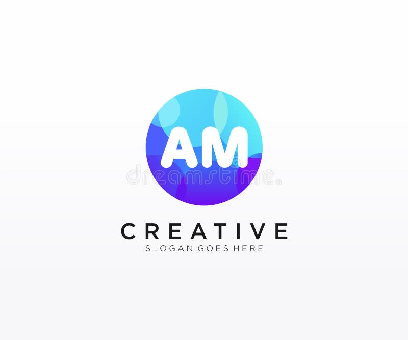 Am Initial Logo with Colorful Circle Template Vector Stock Vector ...
