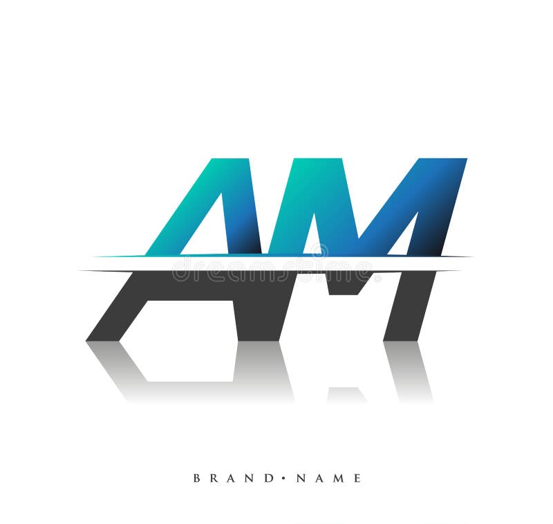 Am Initial Logo Company Name Colored Black and Blue, Simple and Modern ...