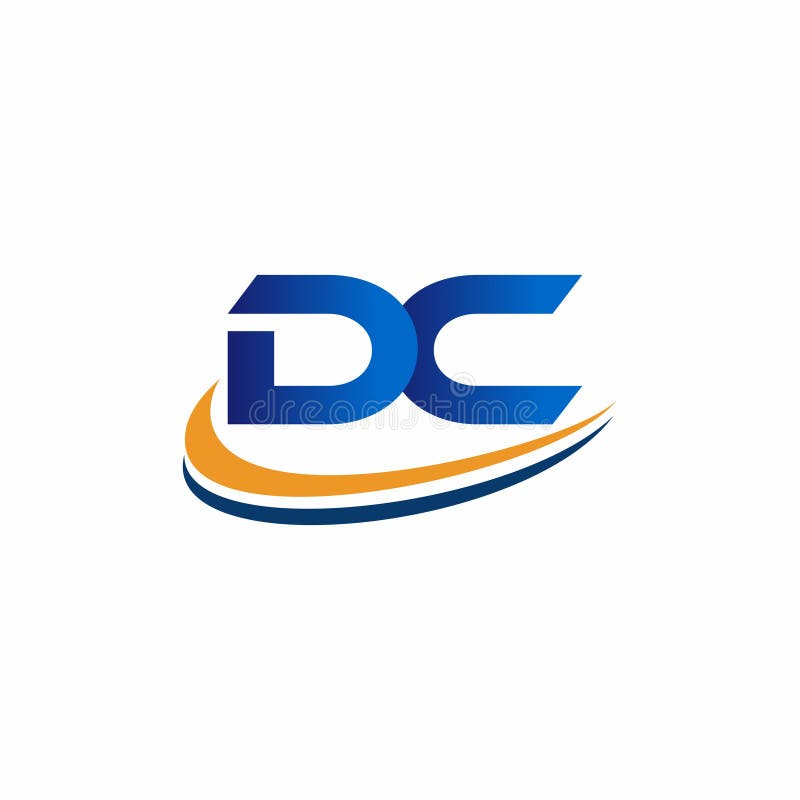 DC Modern Letter Logo Design With Swoosh Stock Illustration ...